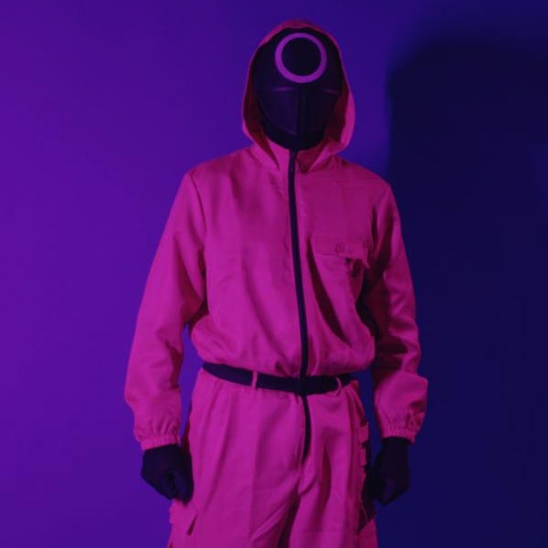 Front Man Costume Dark Grey Cloak With Mask and PU Leather Gloves ...