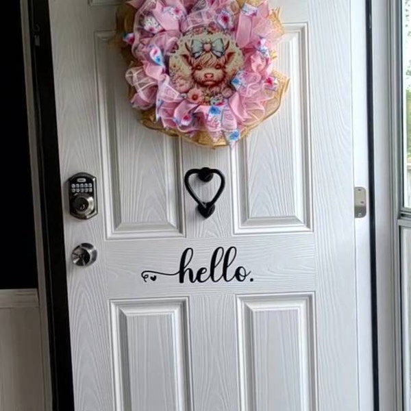 Cursive Hello Heart Vinyl Decal - Hello Vinyl Sticker - Hello Door ...