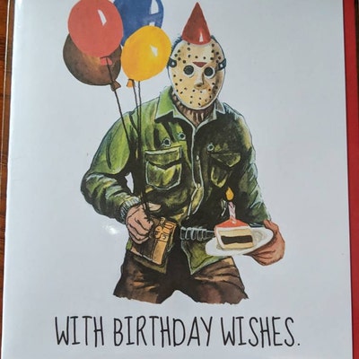 Funny Jason Birthday Card, Horror Movie Theme Birthday, 80s Pop Culture ...