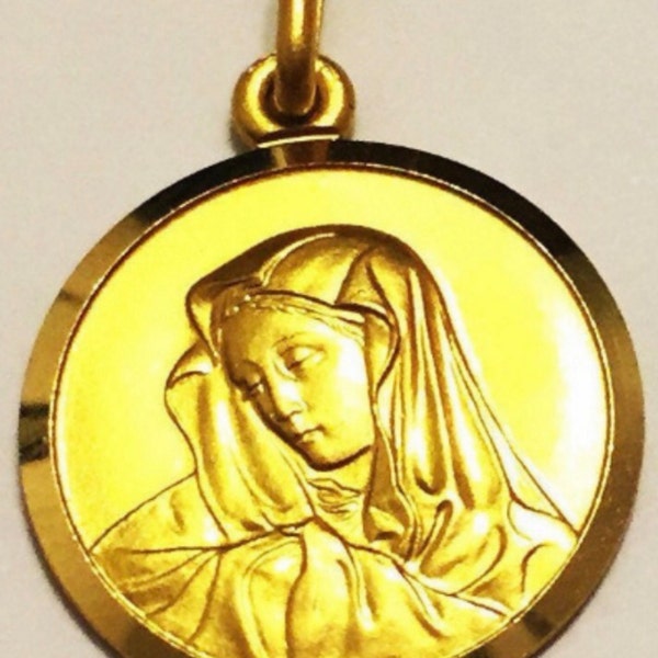 14k Gold Virgin Mary Pendant, Gold Mother Mary Pendant, Virgin Mary ...