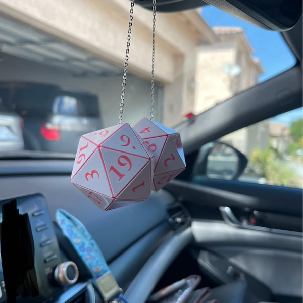 D20 Car Dice [2" White and Pink Holographic - "sakura Spell"] - Cherry ...