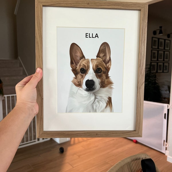 Custom Pet Portrait Framed Dog Portrait Digital Dog Art Pet Commission ...