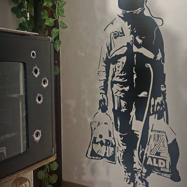 Banksy Blue Bird Girl Quote Decal, Graffiti Saying Wall Decal Girl With ...