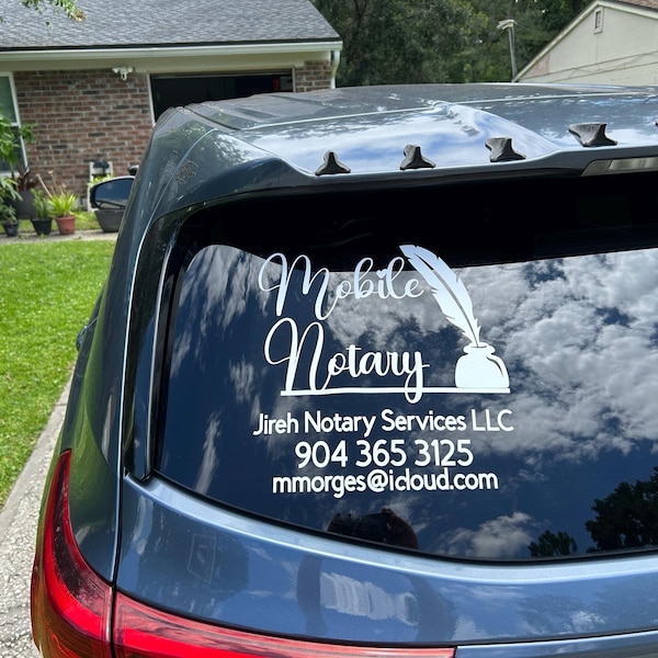Custom Mobile Notary Decal - Personalized Contact Information | Notary ...
