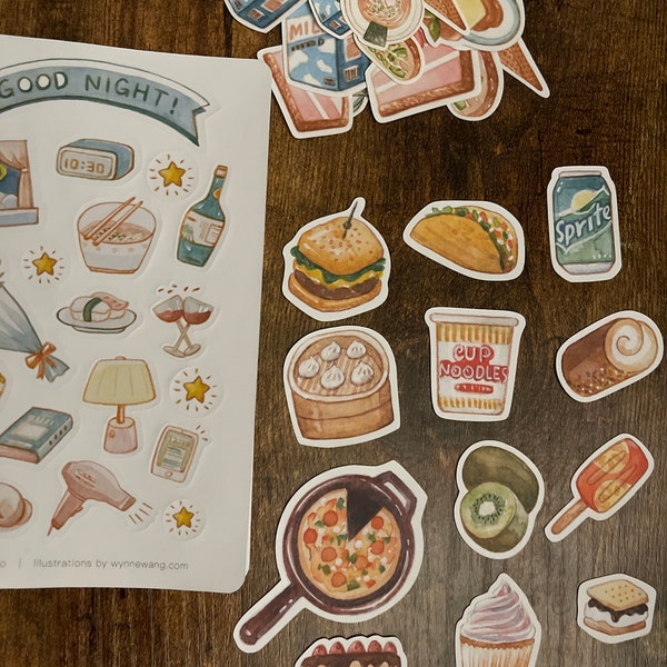 Yummy Food Stickers-watercolor Food Illustration Stickers-planner ...