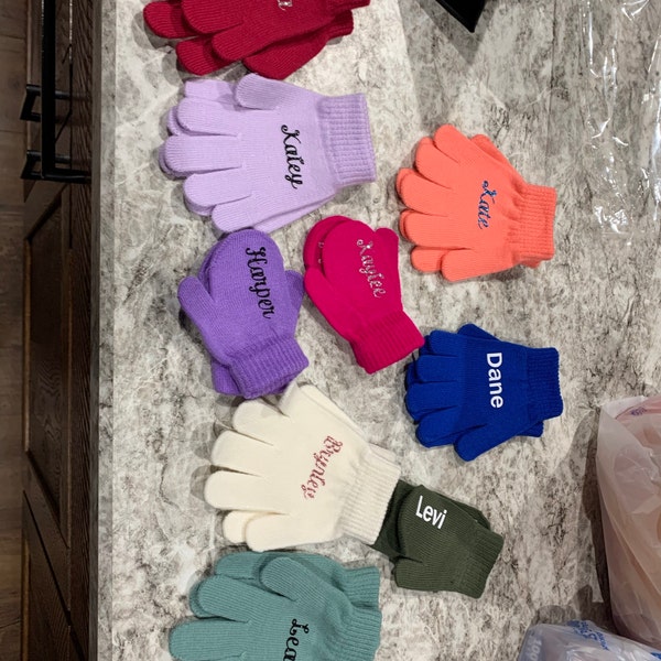 Adult Womens Monogram Gloves Assorted Colors Pink Purple Black Mint ...
