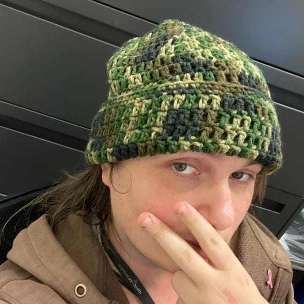 Foldable Brim Striped Droopy Eared Slouch Beanie CROCHET PATTERN ...