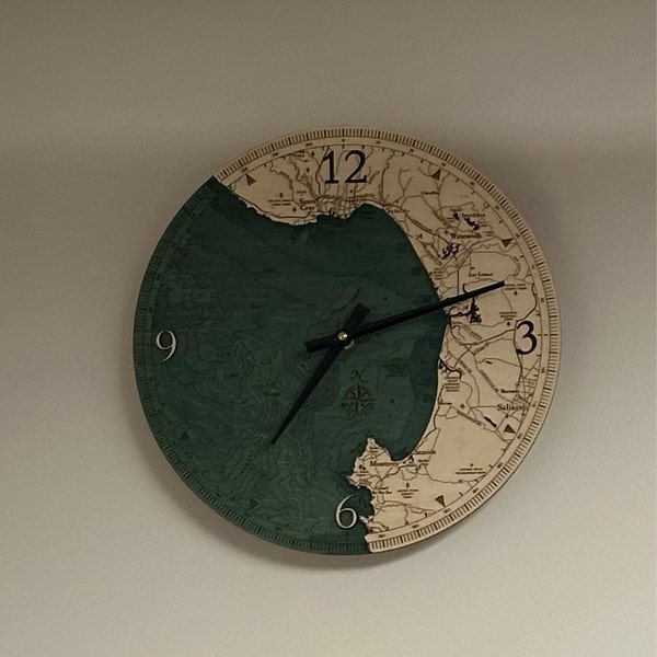 Monterey Bay Clock - Wood Carved Topographic Clock - Etsy