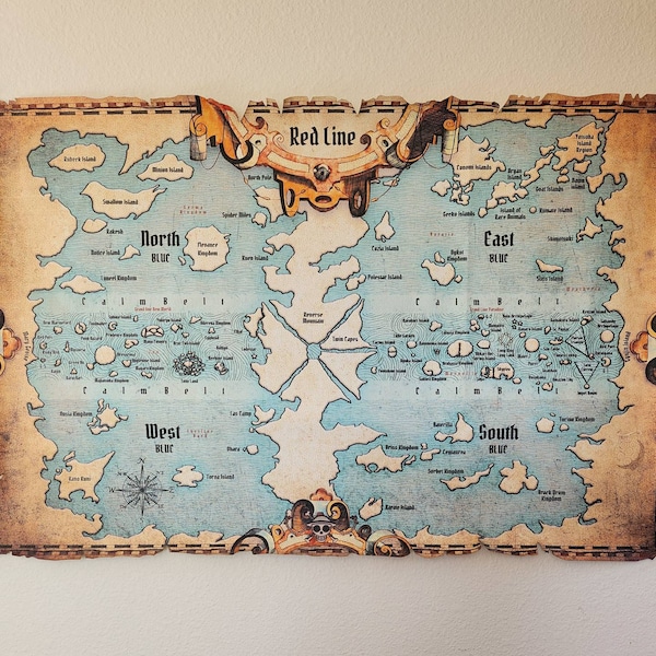 Anime One Piece World Map, Canvas Map, World Map, Canvas Scroll ...