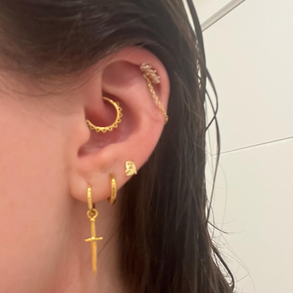 Dainty Sun Daith Ring, Hinged Clicker Hoop, 16ga 8mm or 10mm, Unisex ...