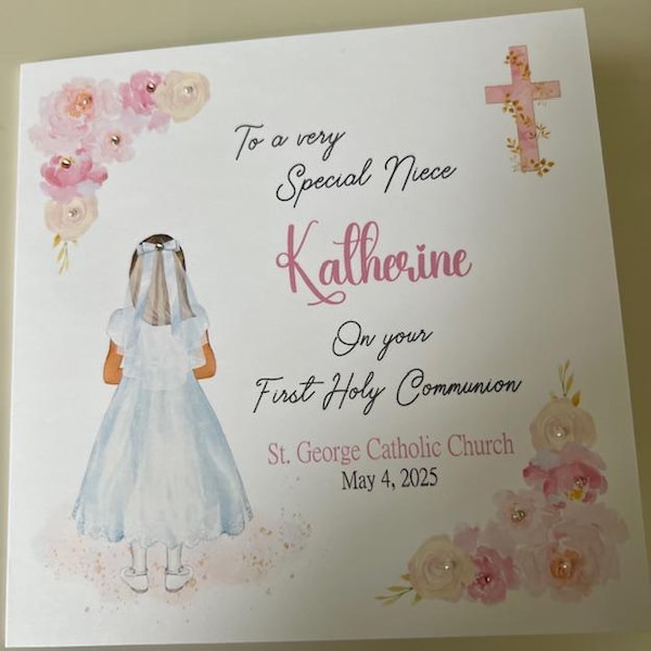 Baptism Card; Baby Girl Baptism Card; Girl Christening Card ...