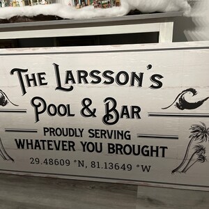 Pool Signs for Outdoor Personalized Canvas, Pool Bar Sign Canvas, Pool ...