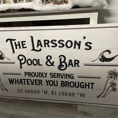 Pool Signs for Outdoor Personalized Canvas, Pool Bar Sign Canvas, Pool ...