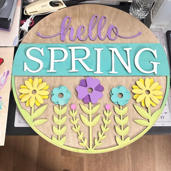 Spring Sign Bundle 2, DIGITAL Download, Round Door Hanger Svg ...