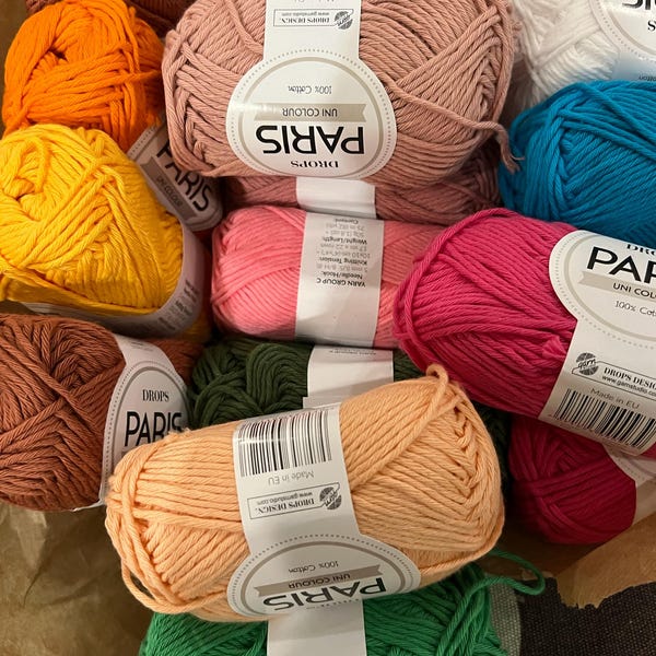DROPS PARIS Cotton Yarn Aran Weight Yarn, Crochet Yarn, Crochet Cotton ...