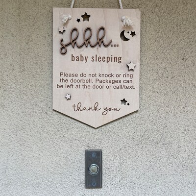 Shhh Baby Sleeping Sign Moon and Stars Do Not Disturb - Etsy