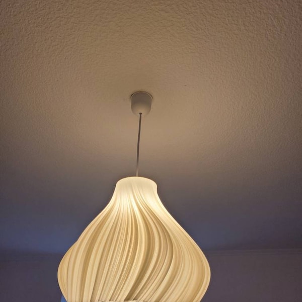 Modern Wavy Opaque Glass-like Pendant Lampshade - Sleek Soft-glow ...
