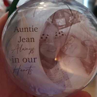 Floating Photo Memorial Memory Bauble, Special Bauble, Personalised ...