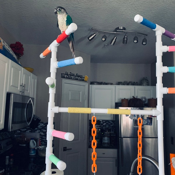 1/2" PVC Parrot Perch Fun Gym\stand With Steps, Pan and Swing! **FREE ...