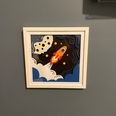 Rocket Shadow Box SVG for Cricut or Silhouette, Galaxy Layered Mandala ...