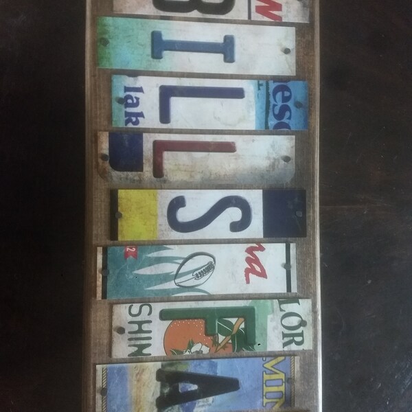 Buffalo Bills Fan Handmade Wood Sign With Metal License Plate Strips ...