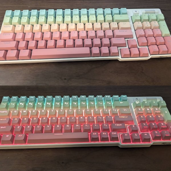 Gradient Pastel Keycap Set, OEM Profile, Shine-through, PBT, Cherry MX ...