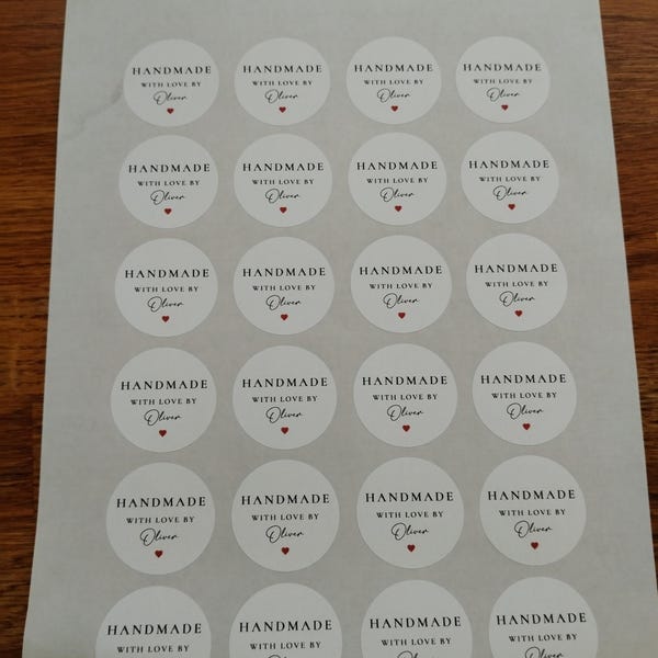 Personalised Handmade With Love Sticker // Custom Business Stickers ...