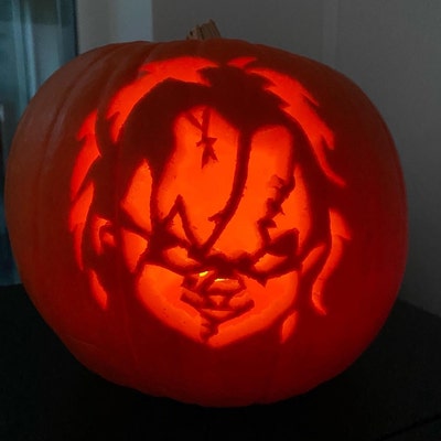 PUMPKIN CARVING STENCIL Chucky Doll Template Childs Play Halloween Jack ...