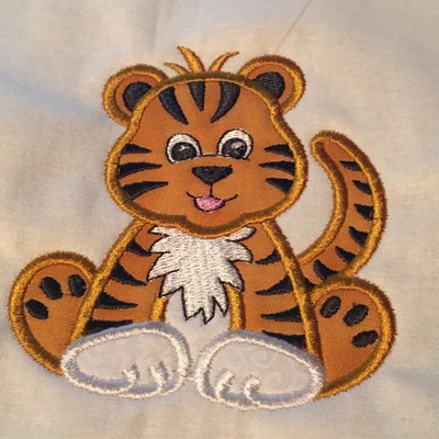 Applique Tiger Machine Embroidery Design Zoo Baby Cub Jungle Safari Boy ...