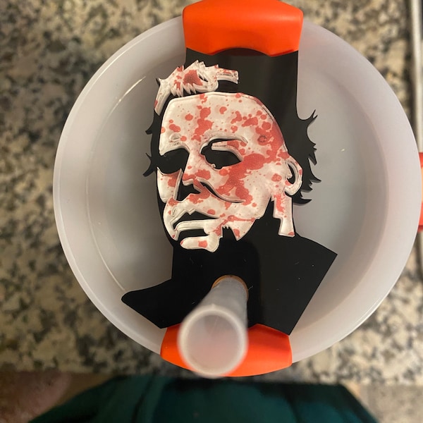 Bloody Michael Myers Halloween Stanley Name Plate Topper [quencher H2.0 ...