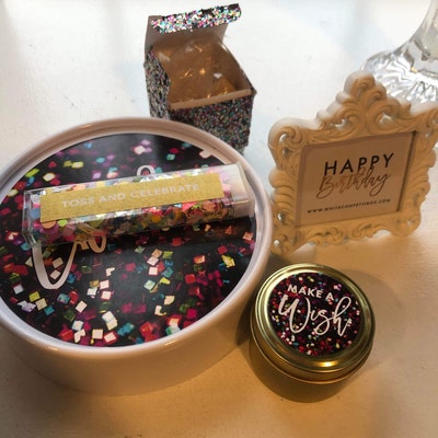 Birthday Mini Gift Box Birthday Gift White Confetti Happy Birthday ...