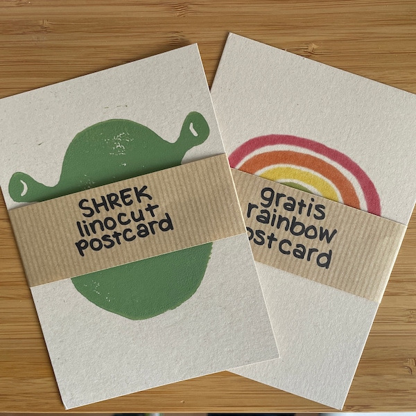 Linocut Print Shrek Postcard - Etsy