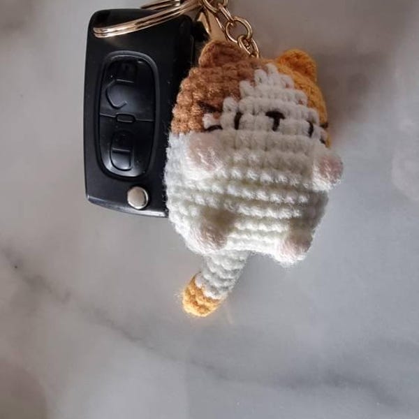 Crochet Cat Amigurumi Keychain | Custom Color Handmade Keyring for ...
