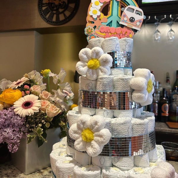 Boho Fawn Diaper Jeep Cake, Boho Diaper Cake Jeep, Girl Baby Shower ...