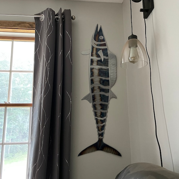 Huge Wahoo Fish Metal Wall Art - Hand Made Large Metal Fish Sculpture ...