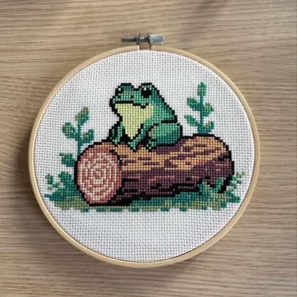 Cute Frog Cross Stitch Pattern Frog in Nature Cross Stitch Pattern ...