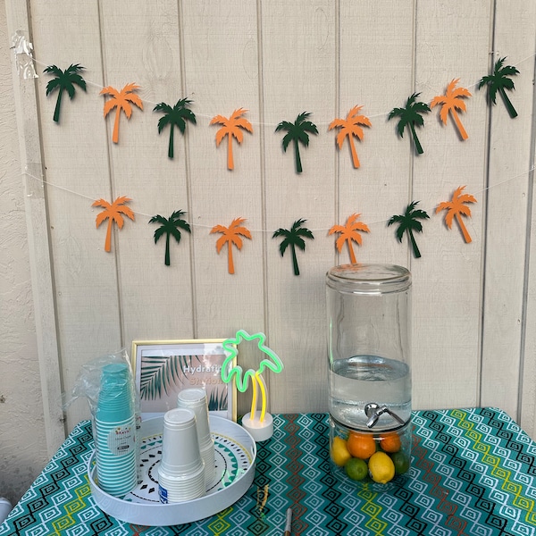Palm Tree Tropical Party Banner - Customizable Colors - Etsy