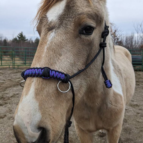Custom Sidepull Rope Halter With Braided Noseband, Bitless Bridle, Rope ...