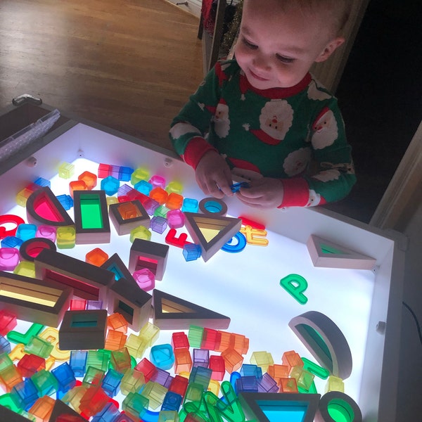 Light Table for Kids Height Adjustable SUPER Set 3 Covers glow in Dark ...