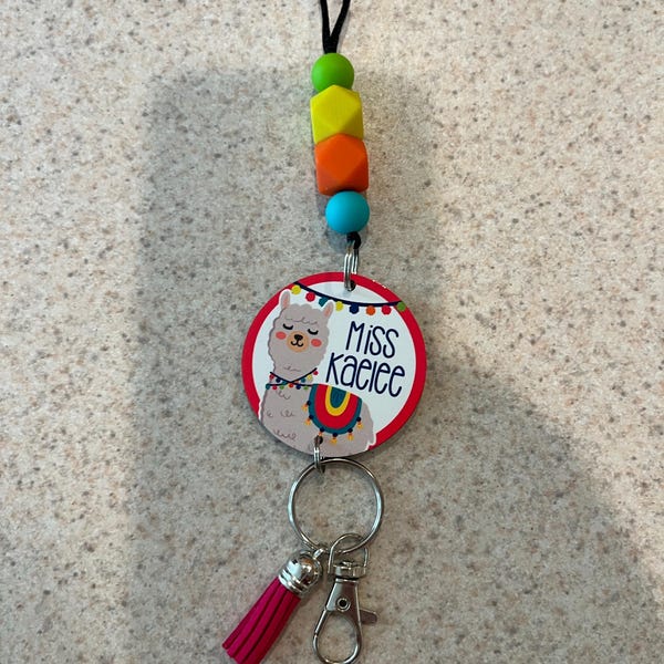 Boho Smiley Face Lanyard / Retro Happy Face / Groovy Smile Lanyard ...