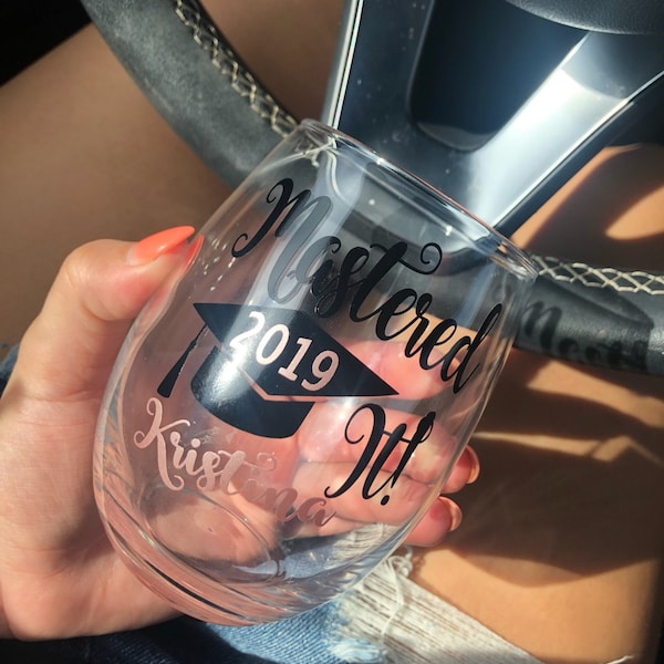Mastered It Wine Glass, Graduation Gift, Class of 2025, Grad Wine Glass ...