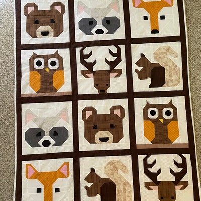 Set of 4 Forest Friends Animal Quilt Block Patterns: Fox - Etsy