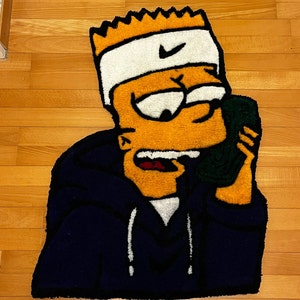 Bart Simpson Custom Tufted Rug/ Handmade Cartoon Tufting Rug - Etsy