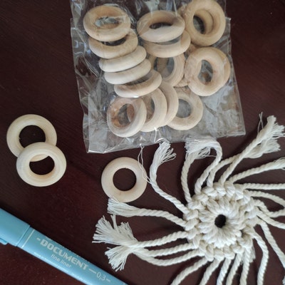 Unfinished Wood Ring Round Natural Circle Macrame Ring Wooden Craft ...