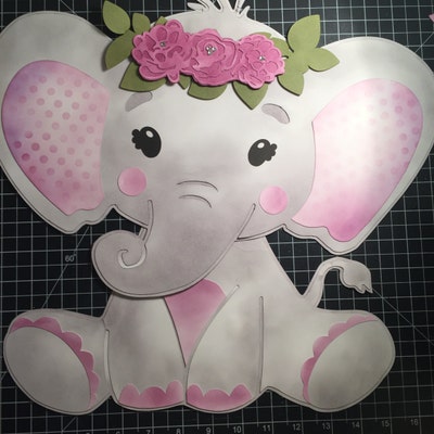 Girl Elephant SVG, Vector Clip Art, Baby Girl Elephant for Baby Shower ...
