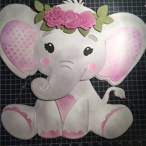 Girl Elephant SVG, Vector Clip Art, Baby Girl Elephant for Baby Shower ...