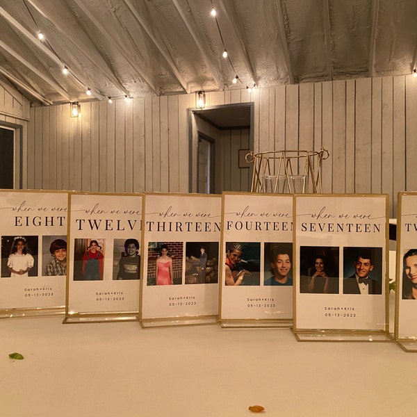 When We Were Age Table Number Template, Elegant Minimal Photo Table ...