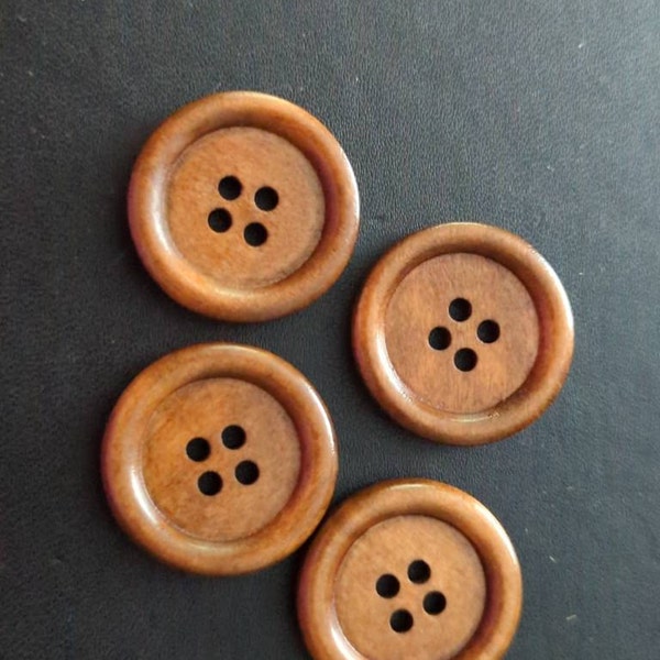 1" Rustic Wood Sewing Buttons Dark Brown - 1 Inch Wood Buttons - 25mm ...