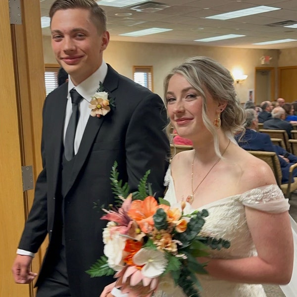 Bird of Paradise Bouquet and Boutonniere Silk Set / Tropical Prom ...