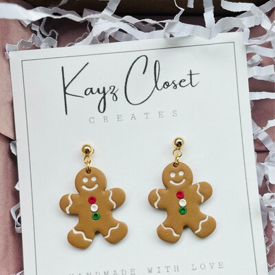 Gingerbread Man Earrings, Cute Gingerbread Dangle Earrings, Christmas ...